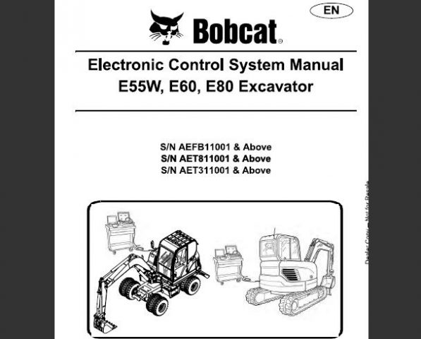 Bobcat E55W, E60, E80 Excavator Electronic Control System Service ...