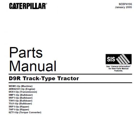 Caterpillar Cat D9R Track-Type Tractor Parts Manual – Service Manual ...